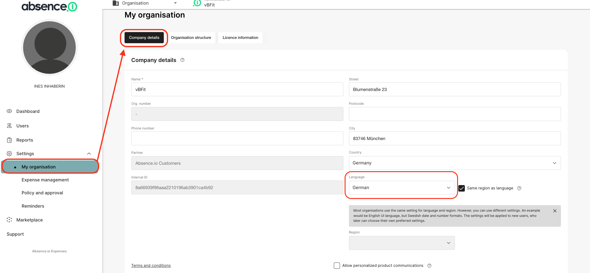 Setting up Organization Structure and Company details – absence.io/en