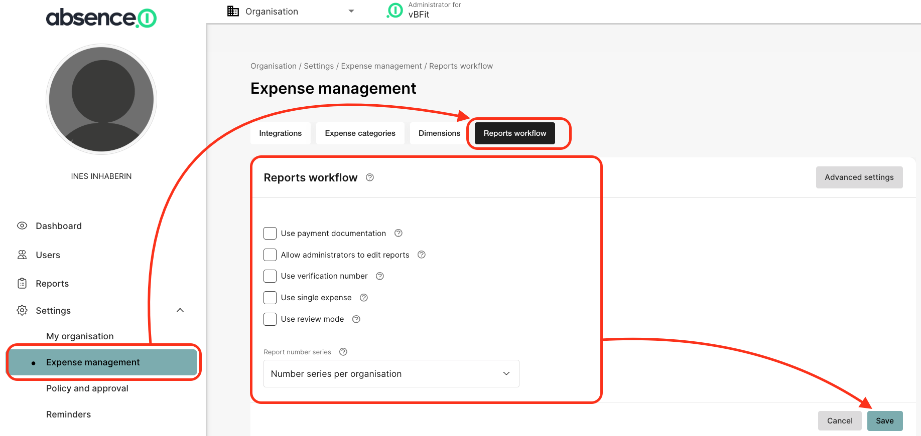 Workflow Settings (expenses) – absence.io/en